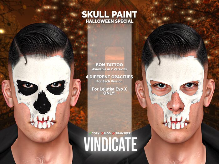 Second Life Marketplace - [VINDICATE] - Halloween Skull Paint